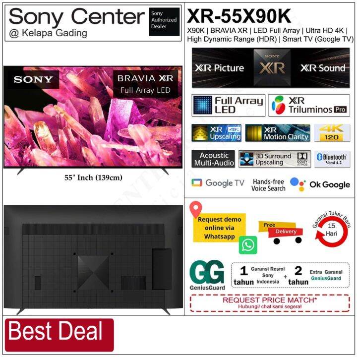 SONY XR-55X90K / XR 55X90K LED Full Array 4K HDR Google TV "Khusus Area Jakarta" , Garansi RESMI ...