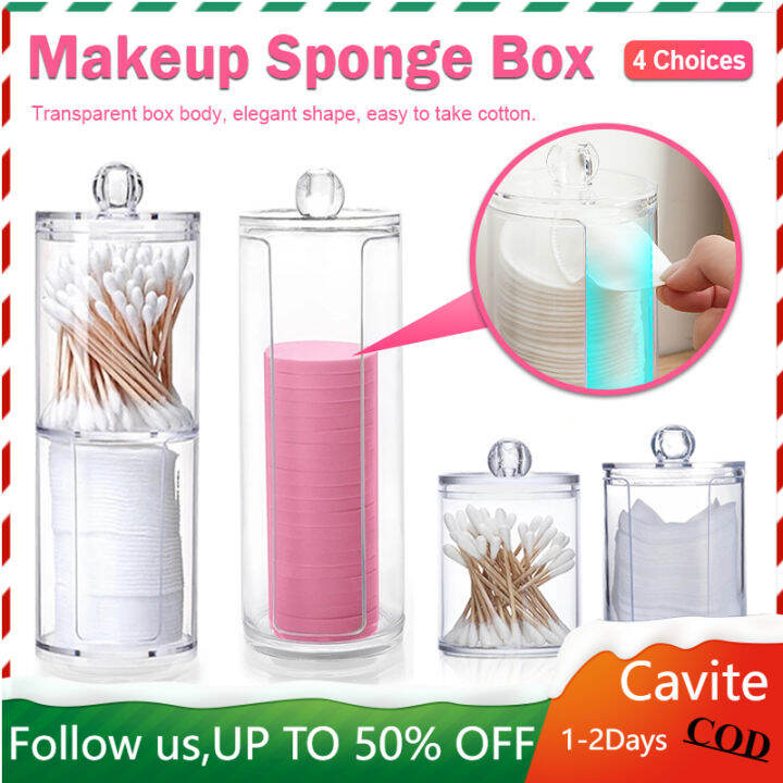 Cosmetic Cotton Storage Box Cotton Swab Organizer 2 in 1 Acrylic Round ...