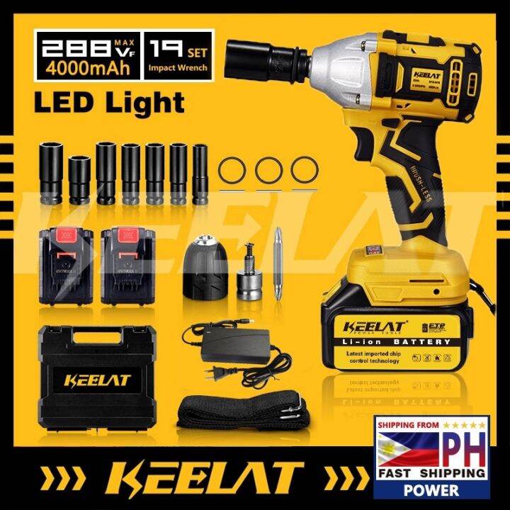 KEELAT 1/2'' Electric Impact Wrench 1/4'' Cordless Brushless ...