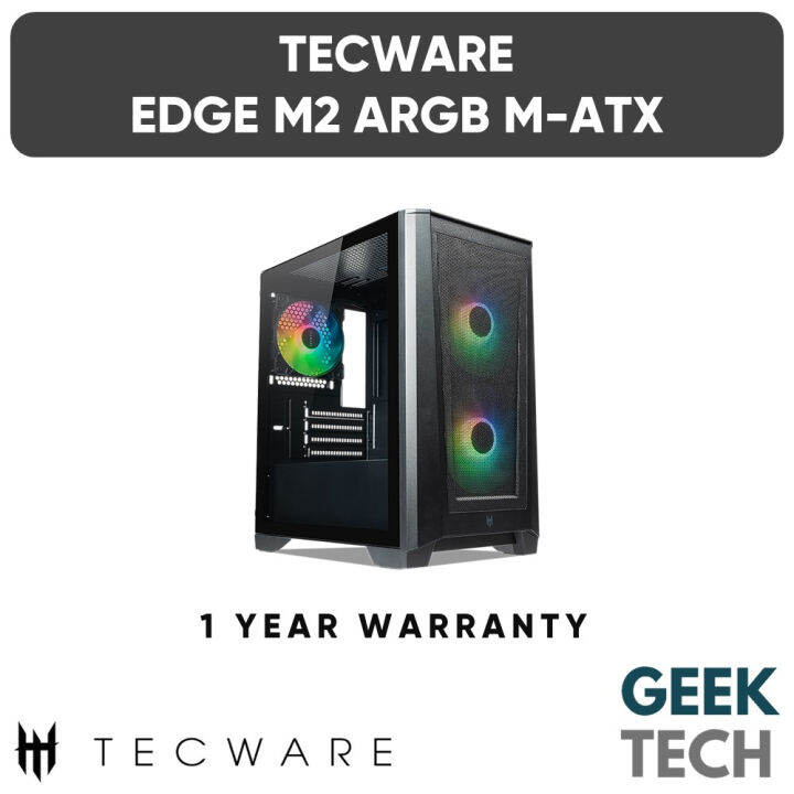 TECWARE Edge M2 ARGB Tempered Glass mATX Case - 3x ARGB Fan ...