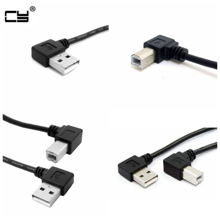 Right & Left Angle USB 2.0 A Male to USB B Male Type B BM Right Angle ...