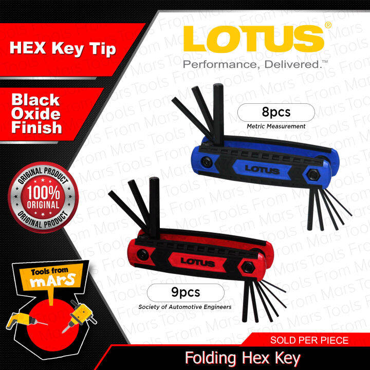 LOTUS Folding Hex Key Set 8PCS (MET) | 9PCS (SAE) | Torx Key 8PCS Allen Wrench Set SAE and ...