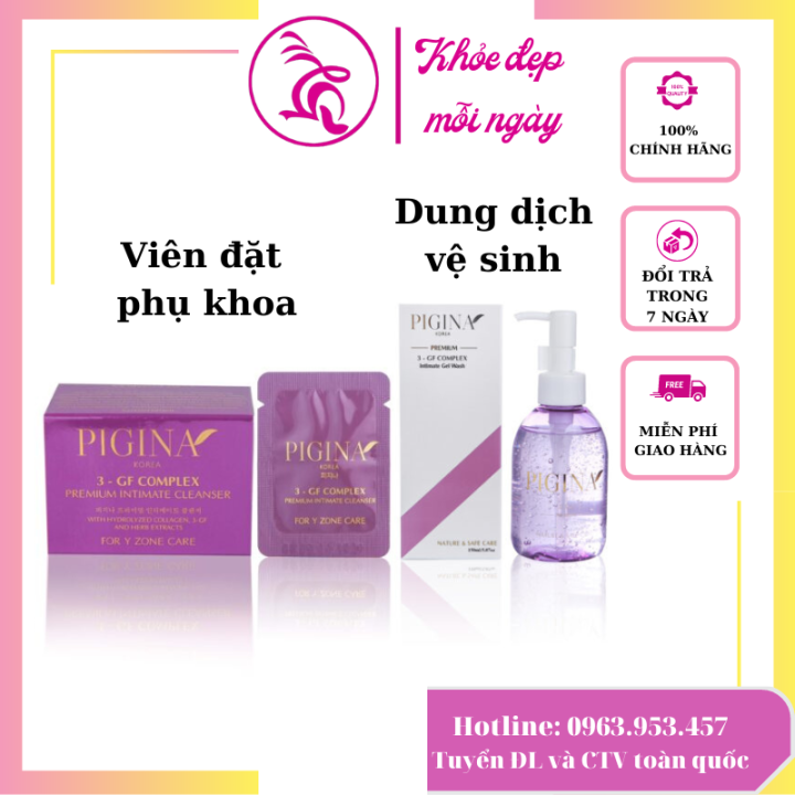 Viên đặt hỗ trợ phụ khoa Pigina Hàn Quốc hộp 6 viên đặt và set tiết ...