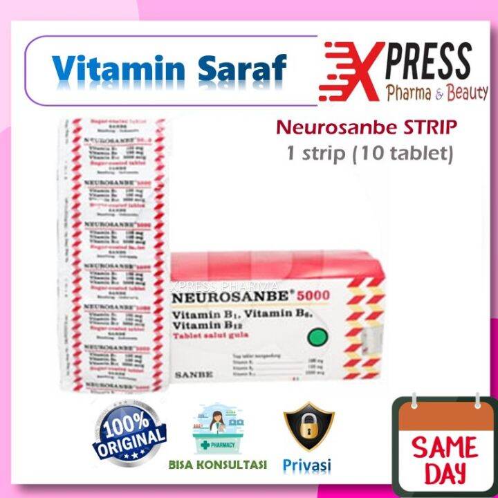 ⚡XPRESS⚡ Neurosanbe 5000 STRIP isi 10 Tablet Obat Vitamin Komplek ...