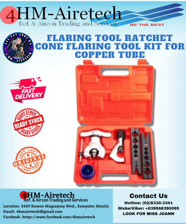 FOURHM Flaring Tool Ratchet Cone Flaring Tool Kit For Copper Tube RED ...