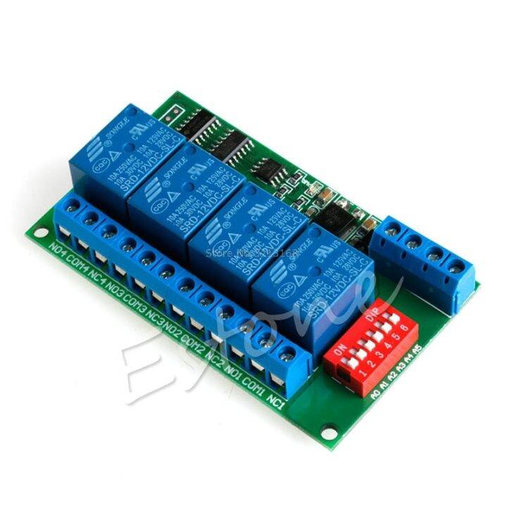 12v Rs485 Relay 4ch Modbus Rtu Pc Uart Board For Lamp Led Ptz Camera