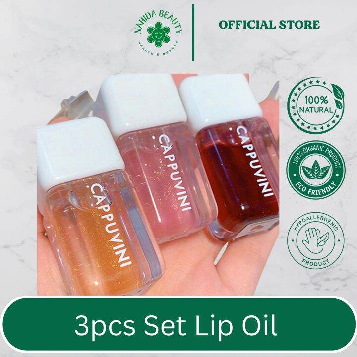 Cappuvini 3pcs/set Transparent Lip Gloss Lip Oil Student Overlay Lipstick Lip Glaze Moisturizing ...