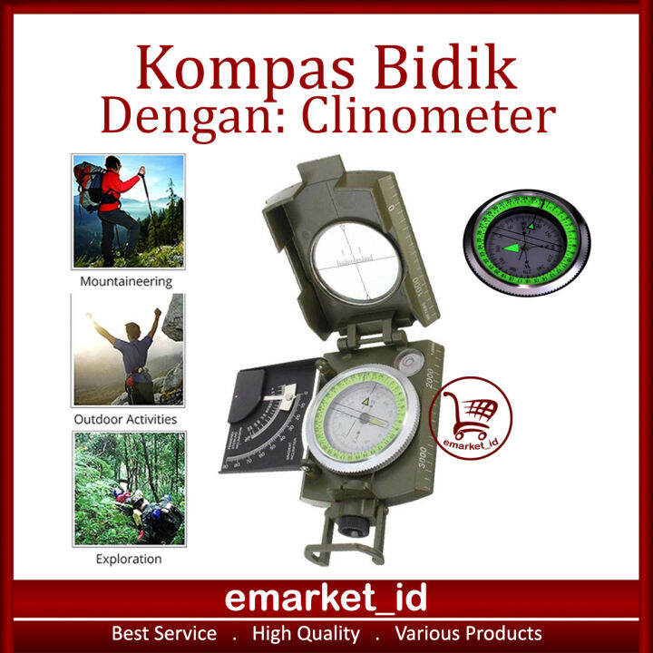 Compas Kompas Bidik Lensatic / Army Clinometer Militer Metal / Gradient Inclination Navigasi ...