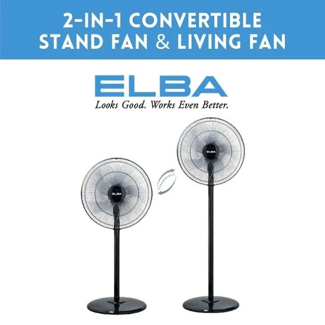 ELBA 2-IN-1 CONVERTIBLE STAND FAN & LIVING FAN [ESF-H1648(BK)] | Lazada