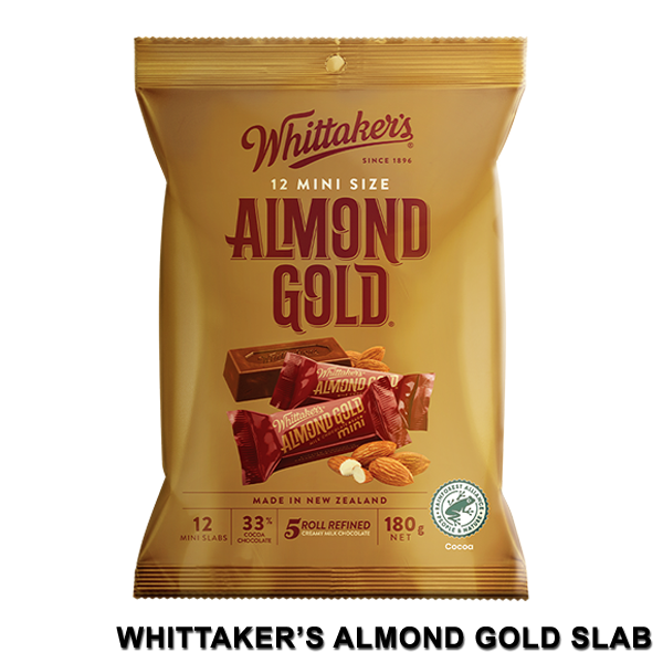 Whittaker's Almond Gold Chocolate Slab 180g (12 mini slab) | 33% Cocoa ...