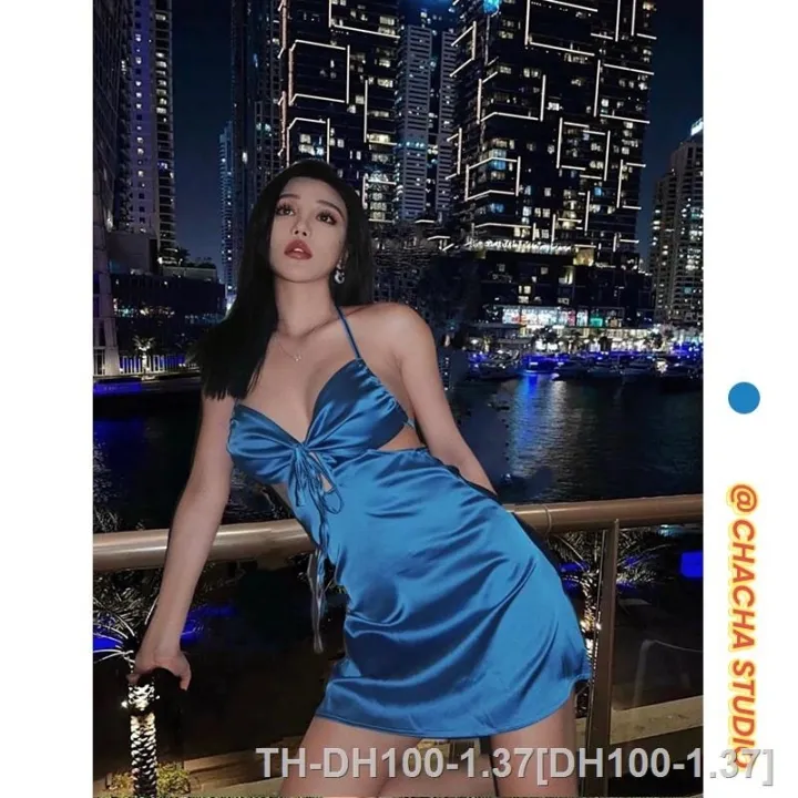 DH100-1.37 Chacha ชุดเดรส เปิดหลัง ทรงหลวม เซ็กซี่ แฟชั่นฤดูร้อน สําหรับผู้หญิง | Lazada.co.th