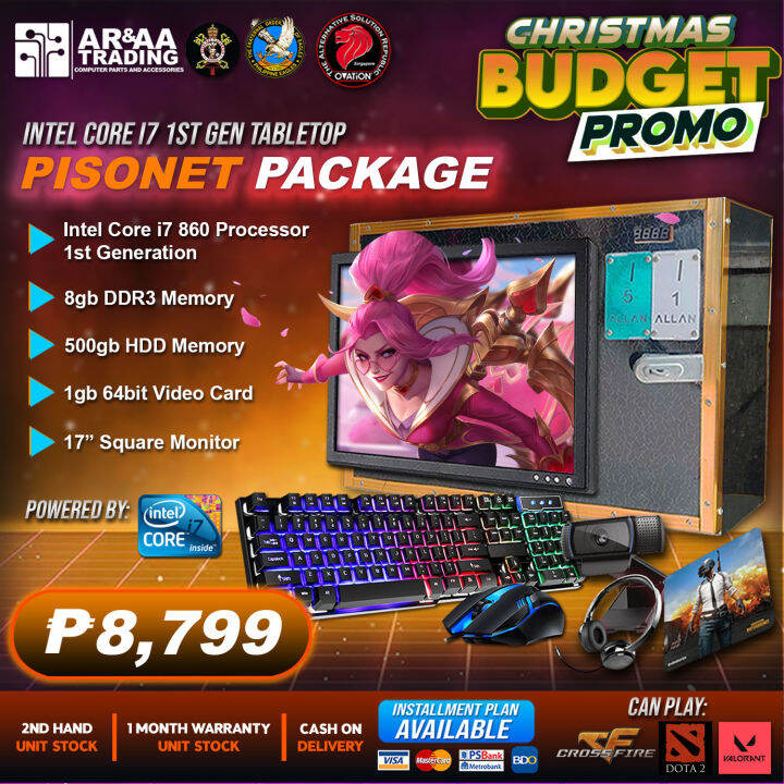 TABLETOP PISONET PACKAGE-Intel Core i7 860 Processor-8gb DDR3 500gb HDD ...