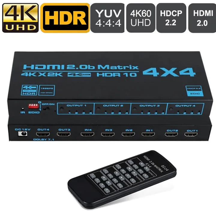 4x4 Matrix HDMI 4K 60Hz HDMI Matrix 4X4 HDMI Matrix Switch 4 in 4 out HDMI 2.0 splitter switcher ...