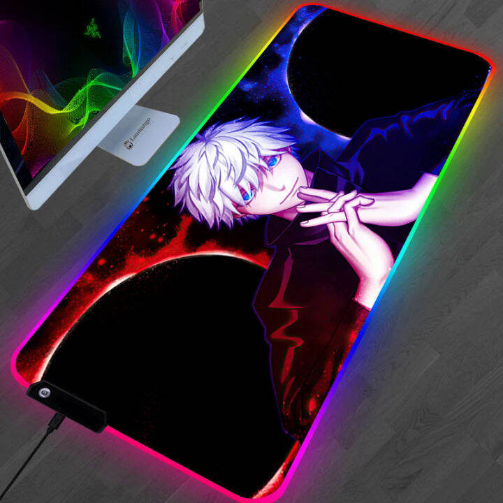 RGB Anime Mouse Pad Kawaii Gaming อุปกรณ์เสริม Gojo Satoru พรม Gamer PC ...