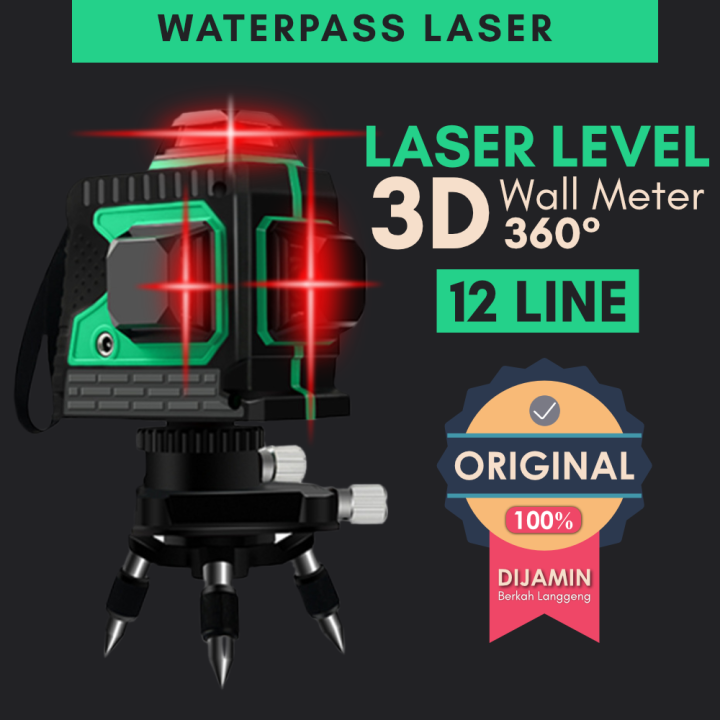 Laser Alat Bangunan Waterpass Leveling 3D Wall Meter Laser Beam 12 Line ...