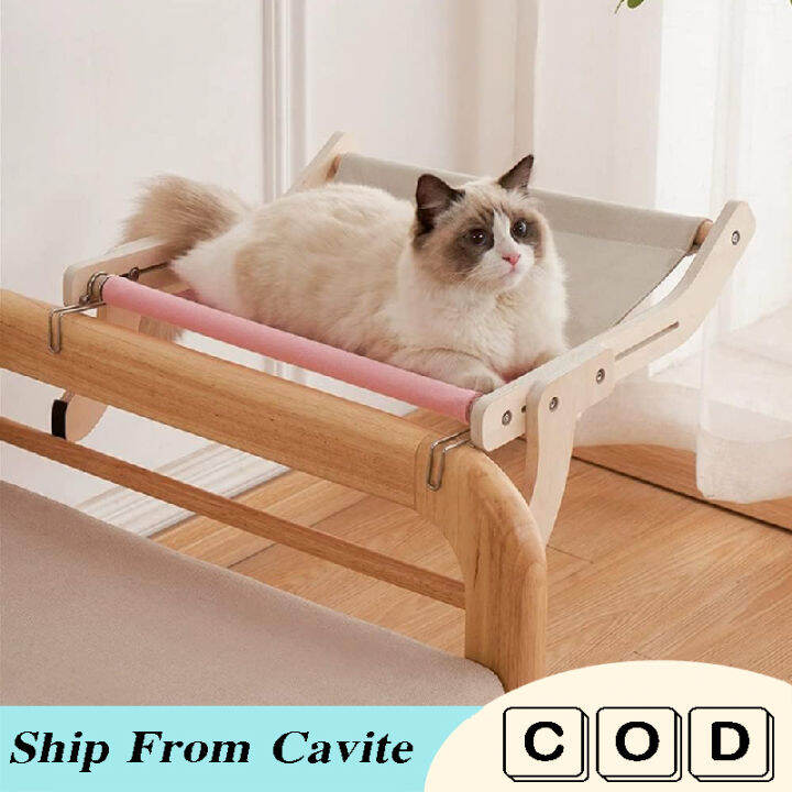 Solid wood cat hanging bed Balcony window Cat hammock bed High load ...
