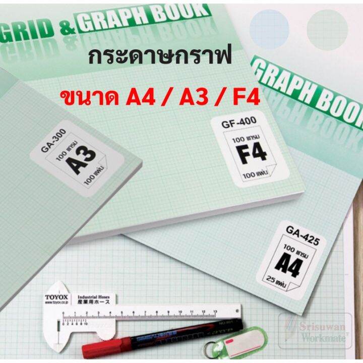 กระดาษกราฟ ขนาด A3 / A4 / F4 หนา 80 แกรม สมุดกราฟ ฉีกแยกแผ่นได้ สมุด ...