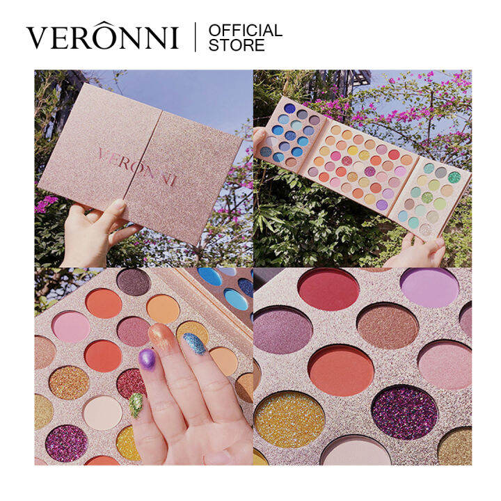 VERONNI 65 Colors Eyeshadow Palette Pearlescent Matte Earth Color ...