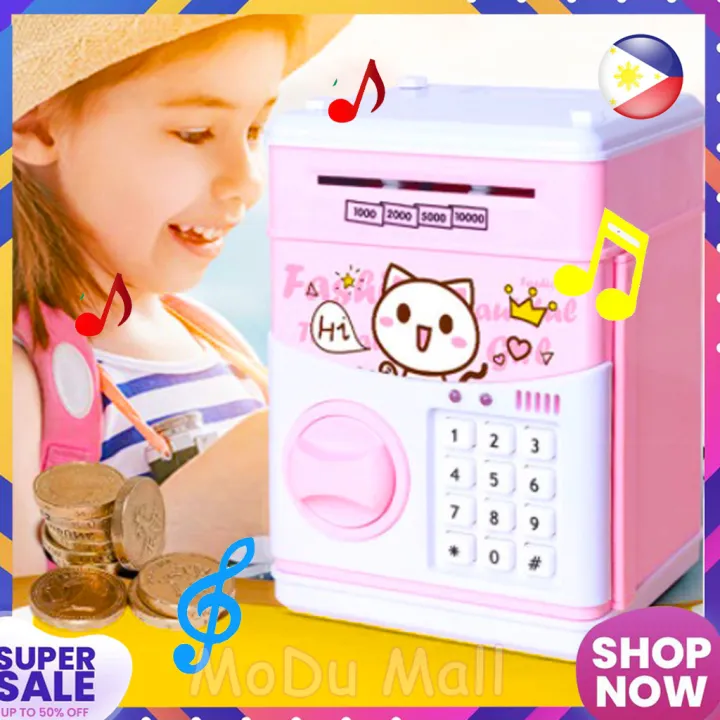 Kids HelloKitty/doraemon smart savings mini ATM machine with fingerprint alkansya | Lazada PH
