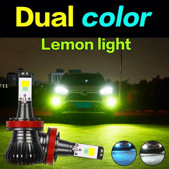 2pcs Car LED Fog Lamp Dual Colors Fog Light Headlight Headlamp H3 H7 H11 9005 881 H4 H8 H16 9006 ...