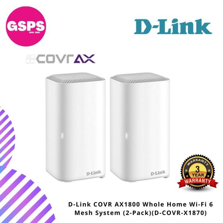 D-Link COVR AX1800 Whole Home Wi-Fi 6 Mesh System (2-Pack)(D-COVR-X1870 ...