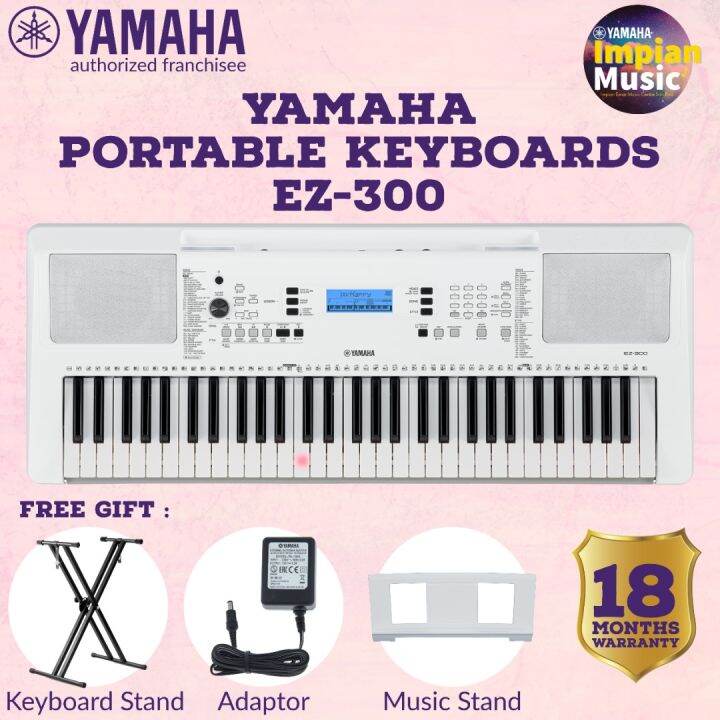 Yamaha 61-Lighted Keys Portable Keyboard PSR-EZ300 with Keyboard Stand ...