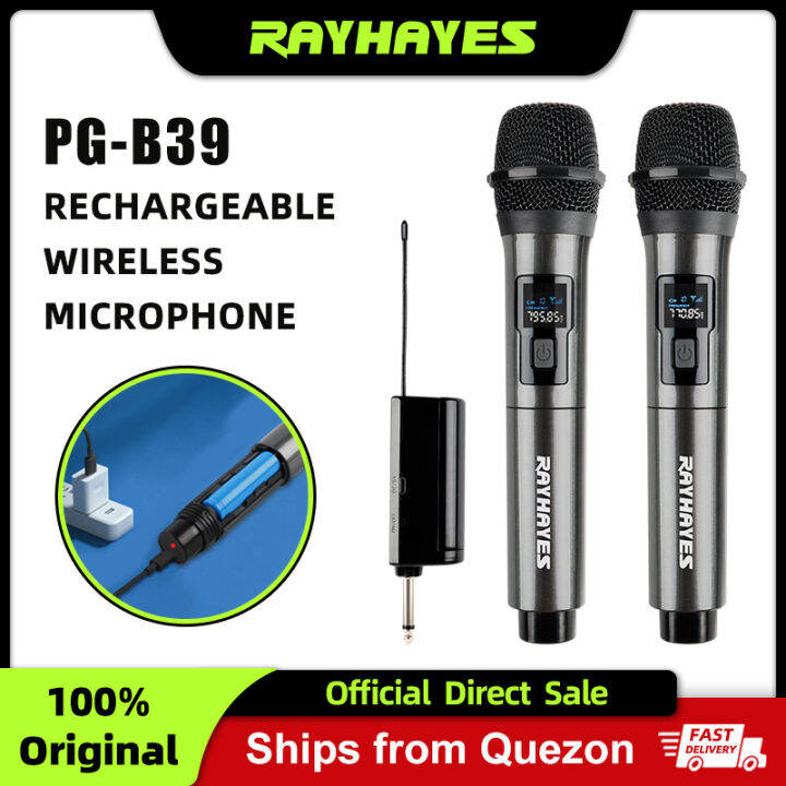 RAYHAYES PG-B39 Wireless Microphone original Rechargeable battery Dual channel heavy duty MIC ...