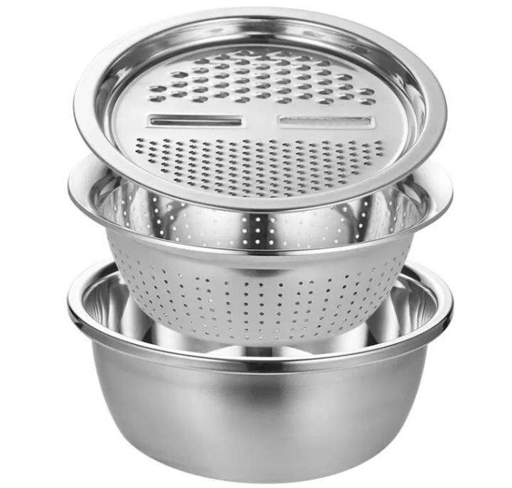 5Star Multifunctional 3Pcs Grater Set Stainless Steel Colander Mixing ...