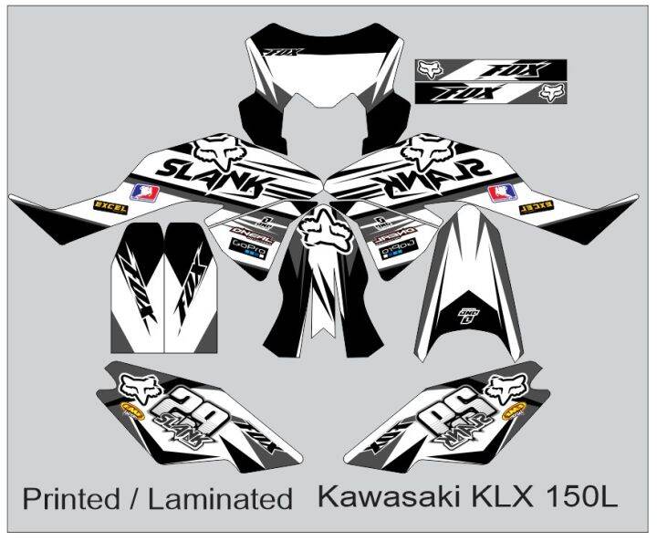 Sticker decals for kawasaki klx 150 L, 63 SLANKS BLACK/WHITE | Lazada PH