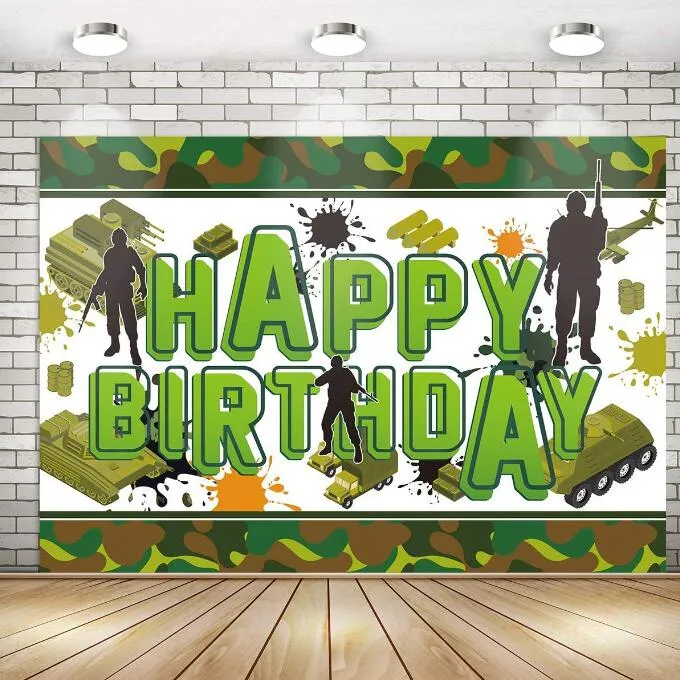 5x3ft Soldier Happy Birthday Photography Backdrop Soldier Military ...
