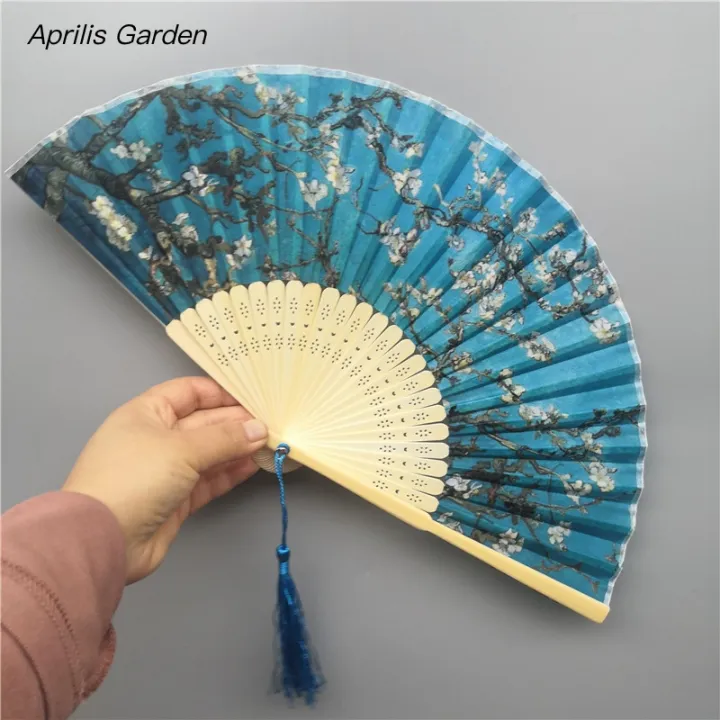 6inch Van Gogh Female Cloth Hand Fan Famous Painting Folding Fan ...
