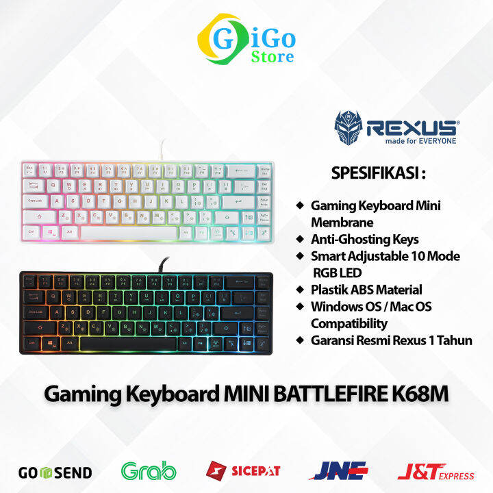 Gaming Keyboard Rexus Mini Battlefire K68M RGB LED For Laptop Komputer ...
