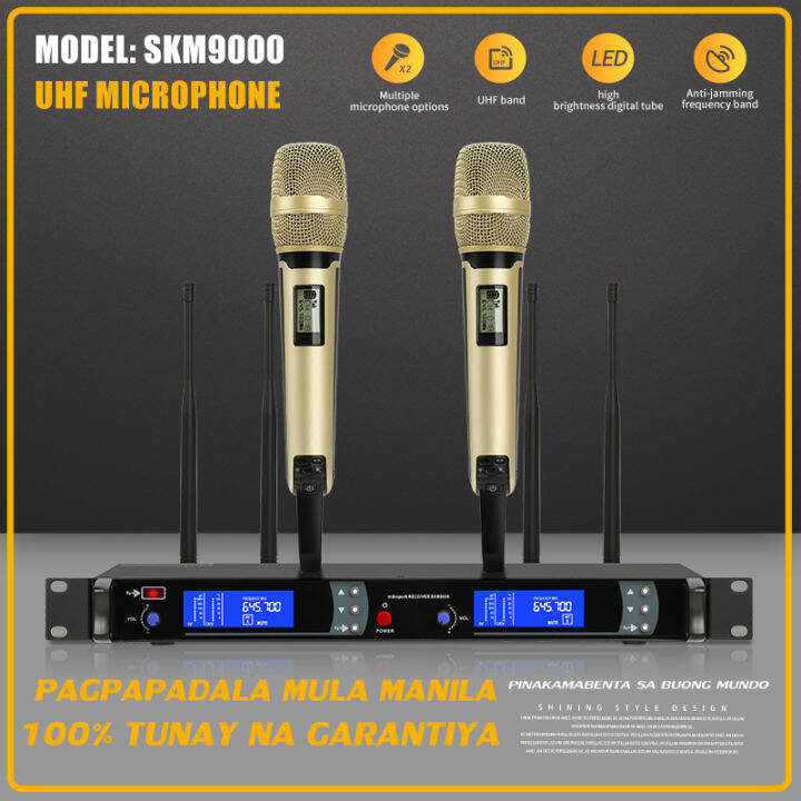 SKM9000 1 para sa 2 Wireless Microphone 2 Handheld Microphone True Diversity UHF Band 4 Antennas ...