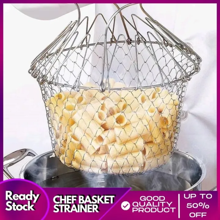 Stainless Steel Expandable Fry Chef Basket Kitchen Colander Magic Mesh ...