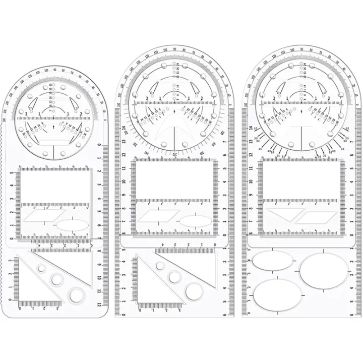 [ในสต็อก] [COD]3Pcs Multifunctional Geometric Ruler, Mathematics ...