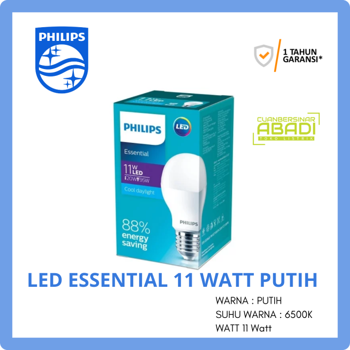 Lampu LED Philips 11 Watt Bulb | PHILIPS ESSENTIAL 11W - Putih cool daylight | Lazada Indonesia