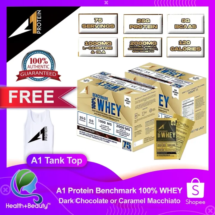 A1 Protein 75 Servings Benchmark 100 WHEY (FREE Tank Top For Every Box ...