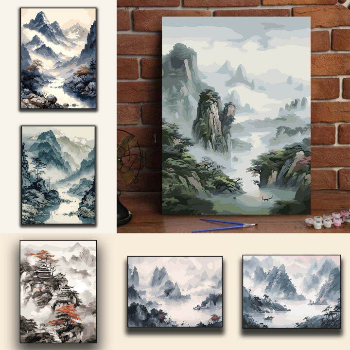 ORFON/paint by number/Landscape ink painting/diy painting by numbers/Oil Painting By Number/Diy ...