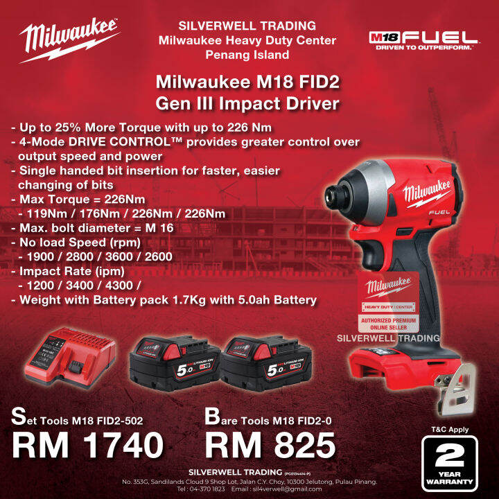Milwaukee M18 FUEL Impact Driver GEN III (M18 FID2) | Lazada