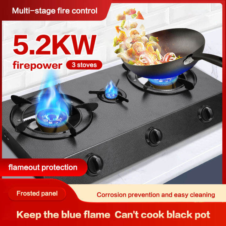 gas stove double burner 5200KW high-fire desktop stainless steel body ...