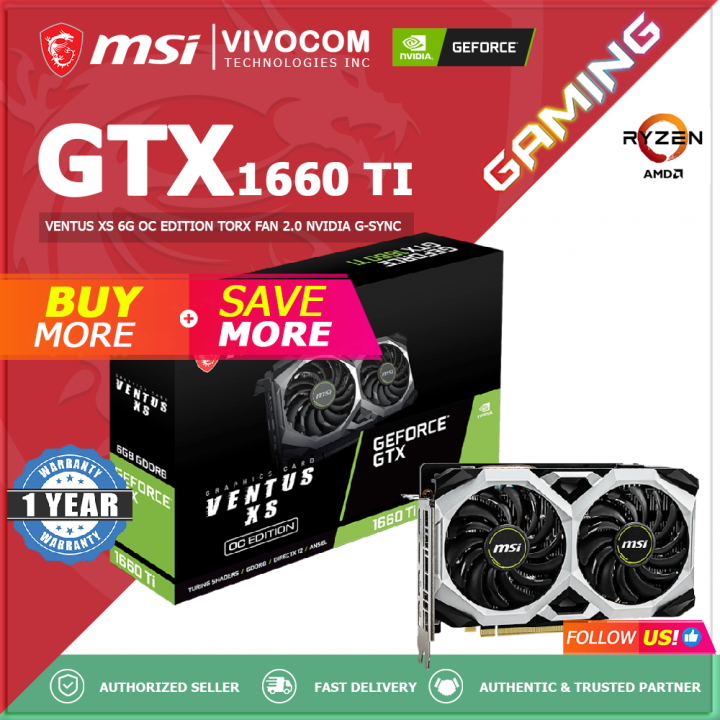 MSI GeForce GTX 1660 TI Ventus XS 6G OC Edition Torx Fan 2.0 NVIDIA G ...