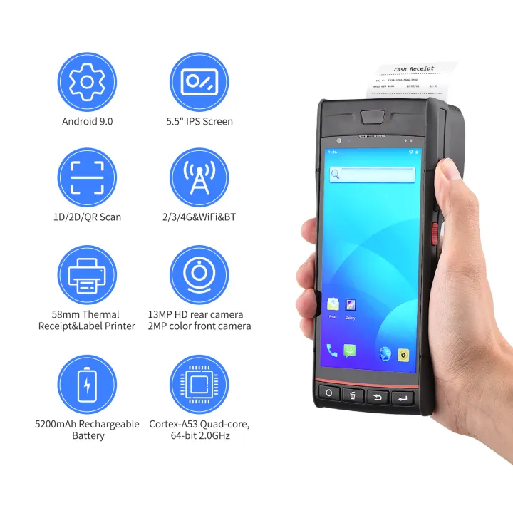 Handheld POS Receipt Printer Android 9.0 PDA Terminal Support Global ...