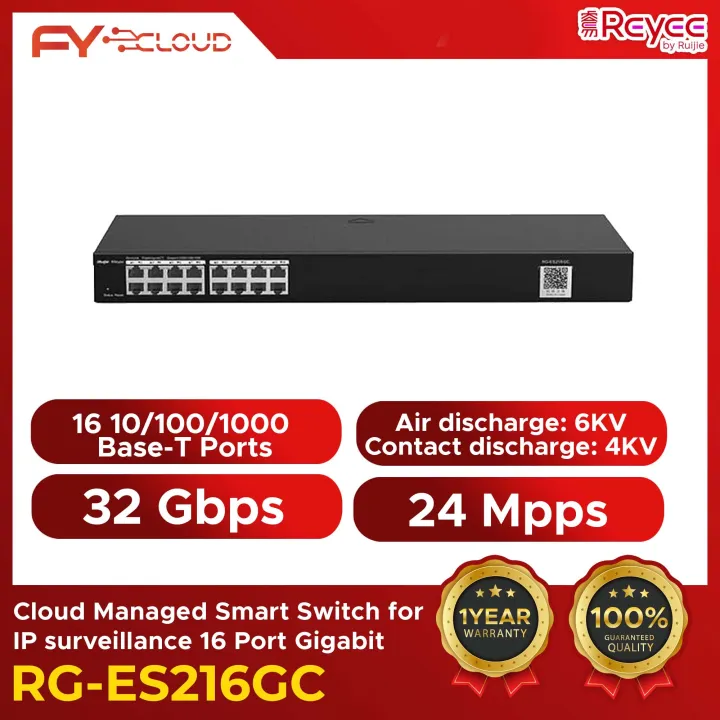 Reyee RG-ES216GC | 16-Port Gigabit Cloud Mananged Non-PoE Switch | Managed Smart Switch 16 Port ...