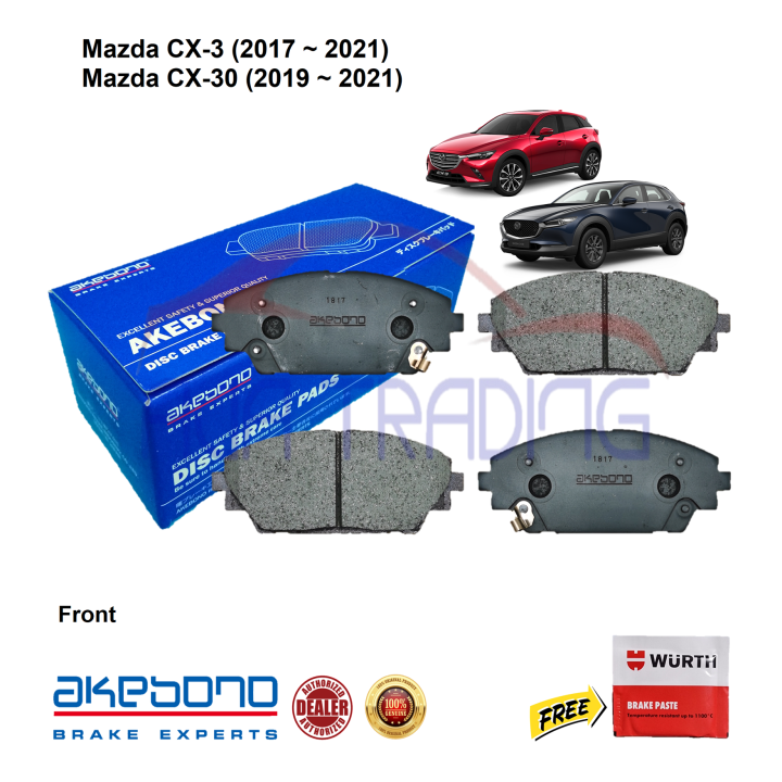 Genuine Akebono Front Brake Pads for Mazda CX-3 (2017 - 2021), Mazda CX-30 (2019 - 2021) w ...