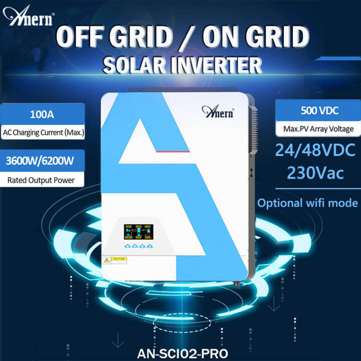 Anern 6.2KW ไฮบริดอินเวอร์เตอร์พลังงานแสงอาทิตย์ ไฮบริดออน ออฟกริด MPPT ไฮบริดอินเวอร์เตอร์ 48V ...