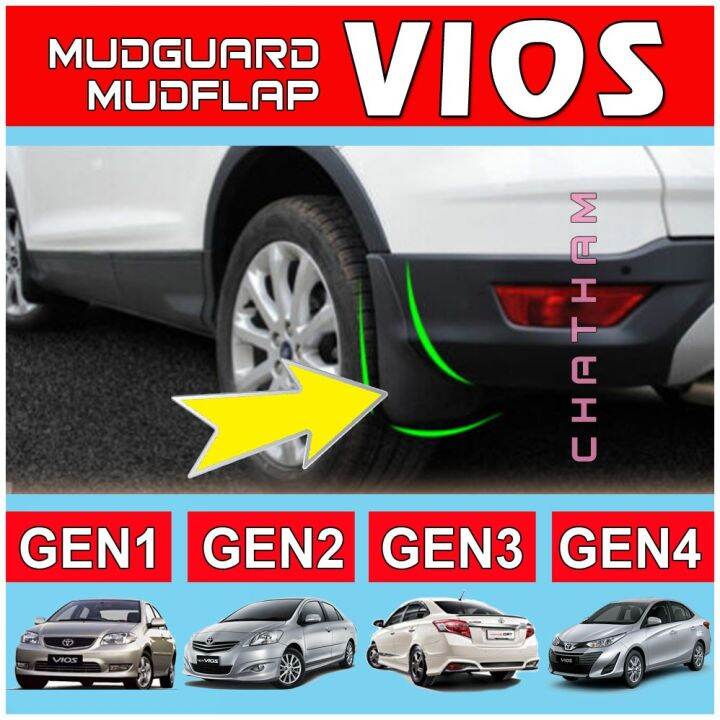 Mudguard for Toyota VIOS 2003 up to 2021 Gen1 Robin Gen2 Batman Gen3 ...