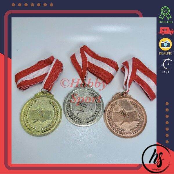 Medali Logam Set Logo Badminton Tali Mendali Juara Besi Kejuaraan Ok ...