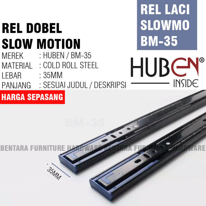 40 CM HUBEN BM-35 REL LACI 45MM - Rel Laci Double Slow Motion Full Extension Soft Close | Lazada ...
