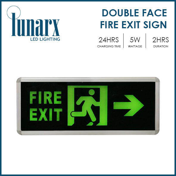 Lunarx Double Face LED Right Fire Exit Sign Green Board LED Sign ...