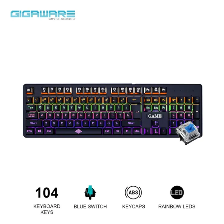 ho- Gigaware K30 RGB Backlit Mechanical Keyboard (Blue Switch | Lazada PH